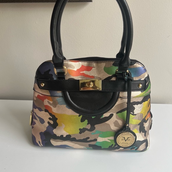 Versace | Bags | Rare Find Versace Rainbow Army Metallic Print Purse ...